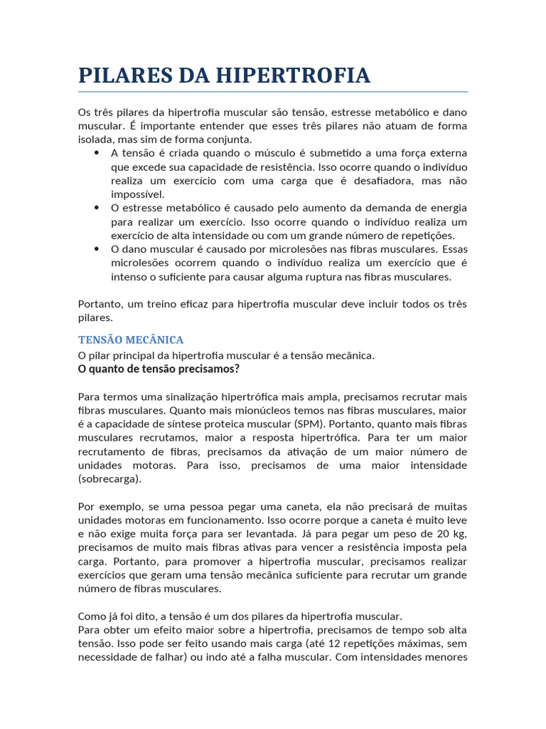 Pilares Da Hipertrofia | PDF