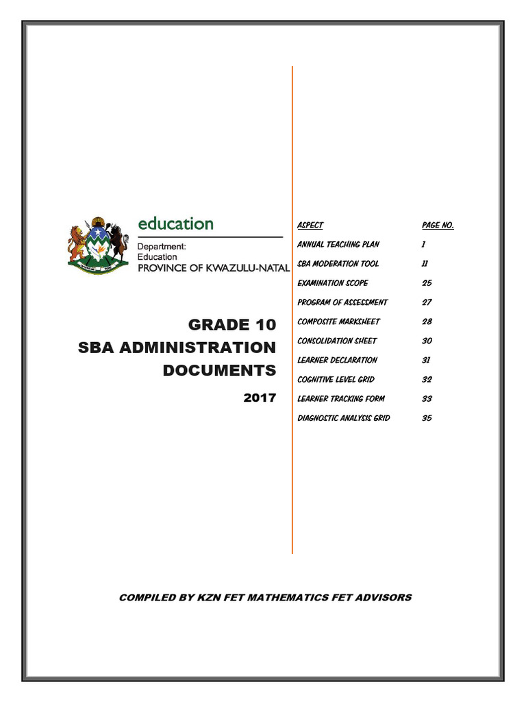 Grade 10 Composite Sba Administration Documents | PDF