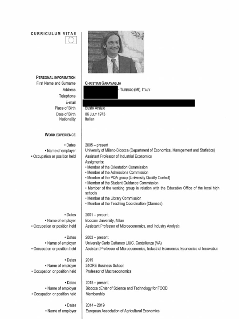 Garavaglia CV Redacted | PDF