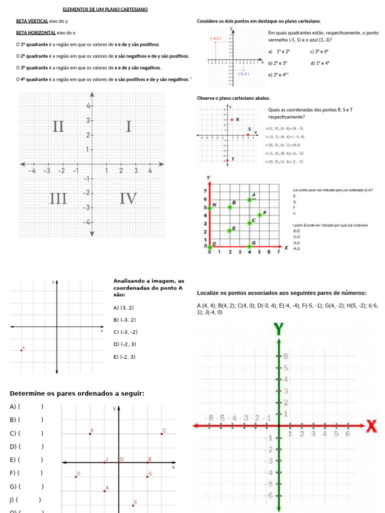 Plano Cartesiano Pares Ordenados | PDF