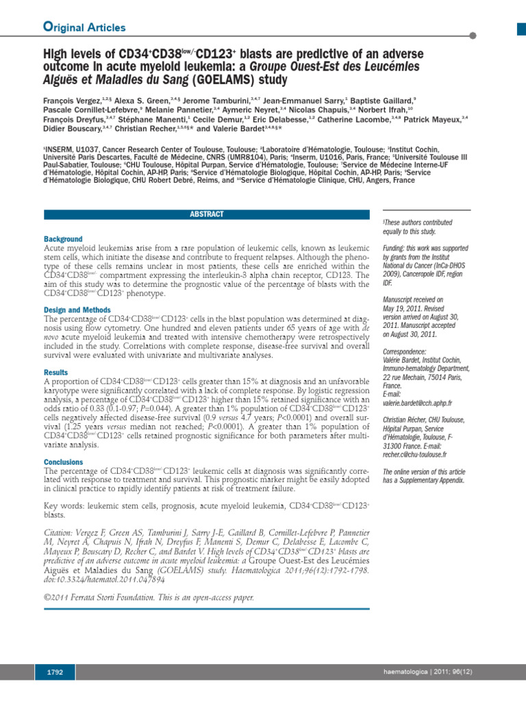 AML Flow Cytometry Prognosis 2011 | PDF