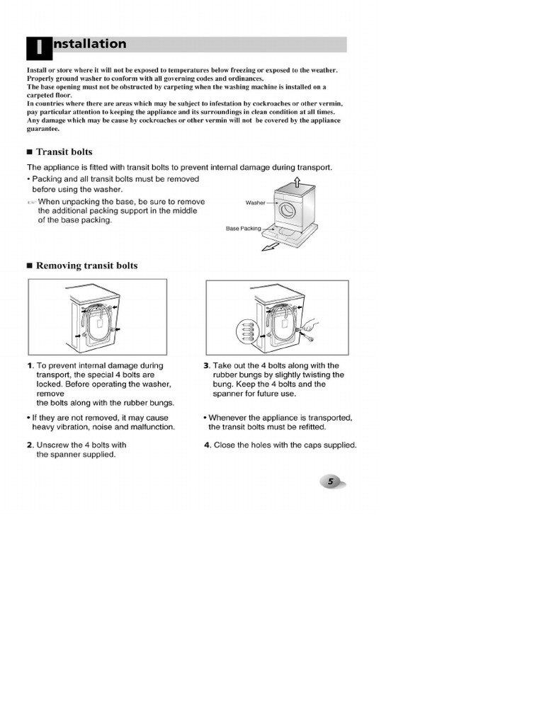 lg washer installation guide | PDF