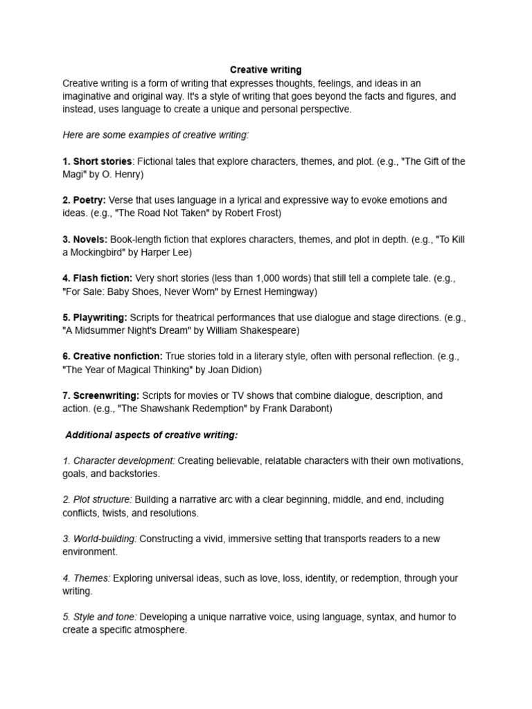 Creative Writing | PDF