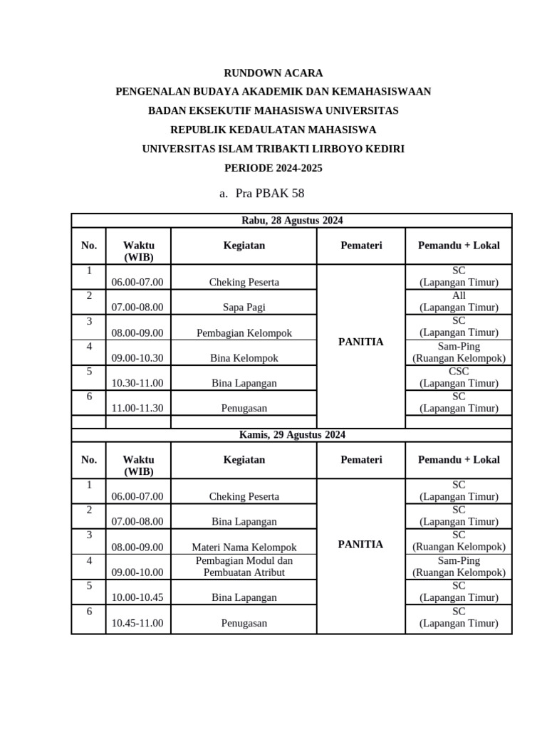 Rundown Acara | PDF