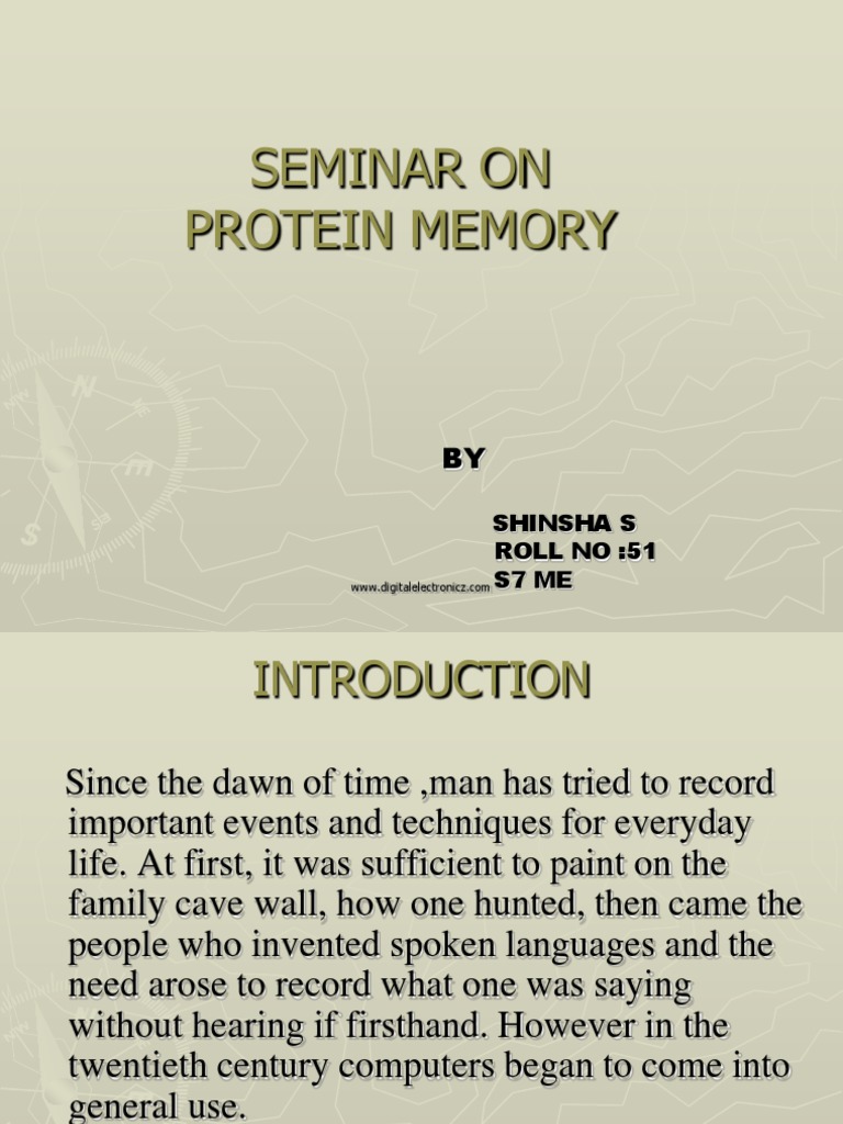 Seminar On Protein Memory: Shinsha S Roll No:51 S7 Me | PDF | Laser | Light