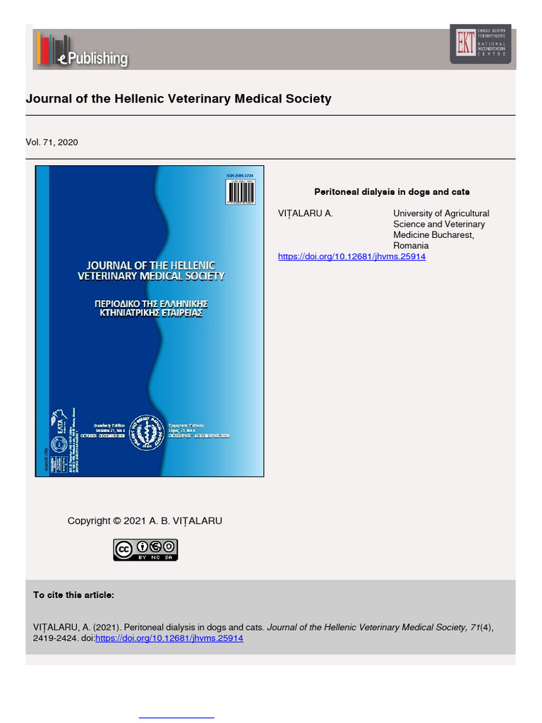 Peritoneal Dialysis in Dogs and Cats | PDF