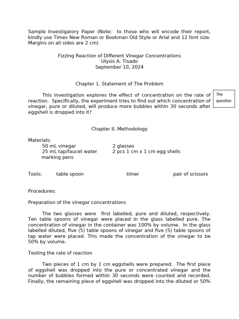 Sample Investigatory Paper | PDF