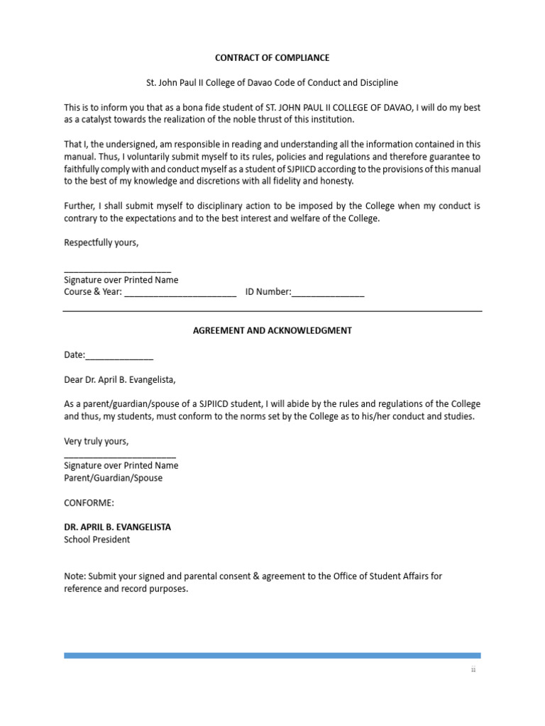 Code of Conduct and Discipline Manual | PDF