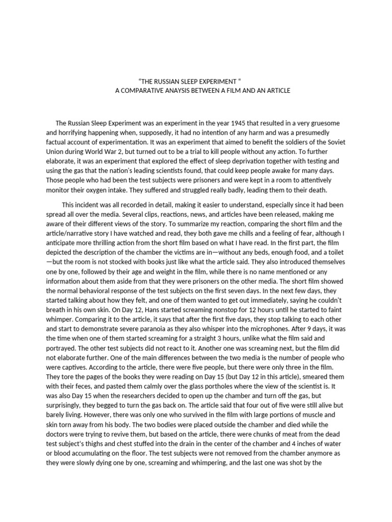 The Russian Experiment Summary | PDF | Social Science