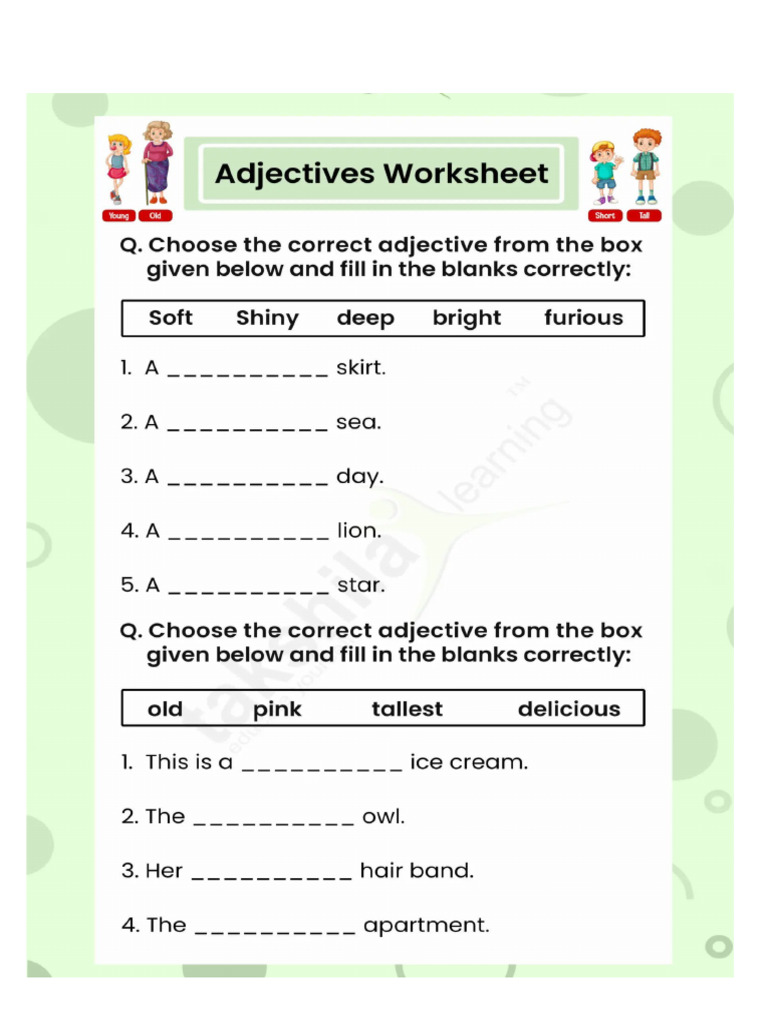 Adjectives Worksheet | PDF
