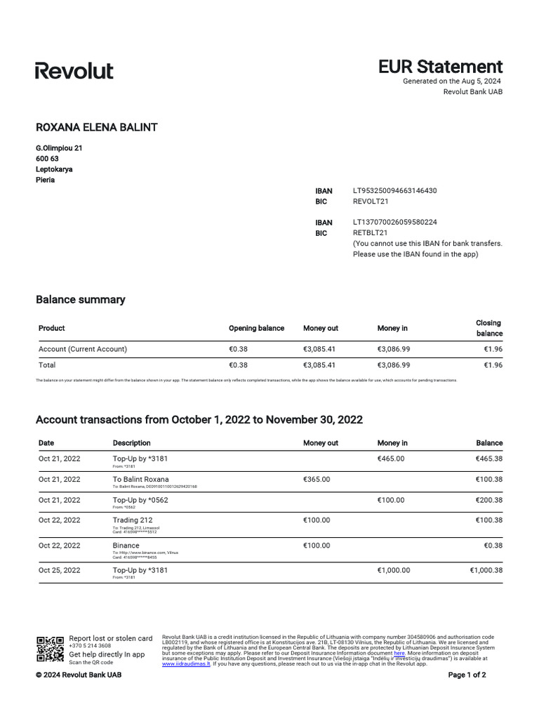 EUR Statement: Roxana Elena Balint | PDF