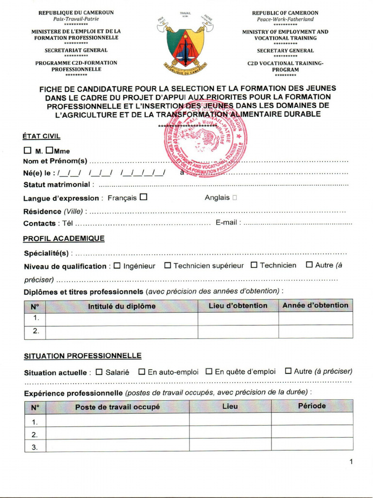 Fiche de Candidature | PDF