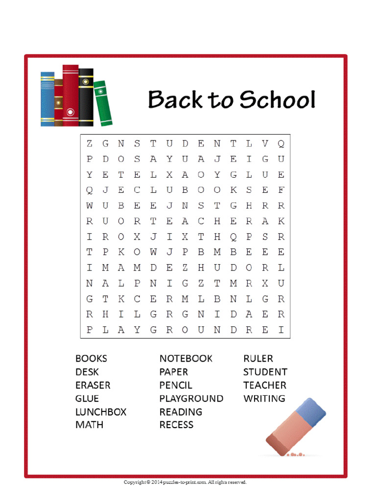 Word Search Back To School 2 | PDF