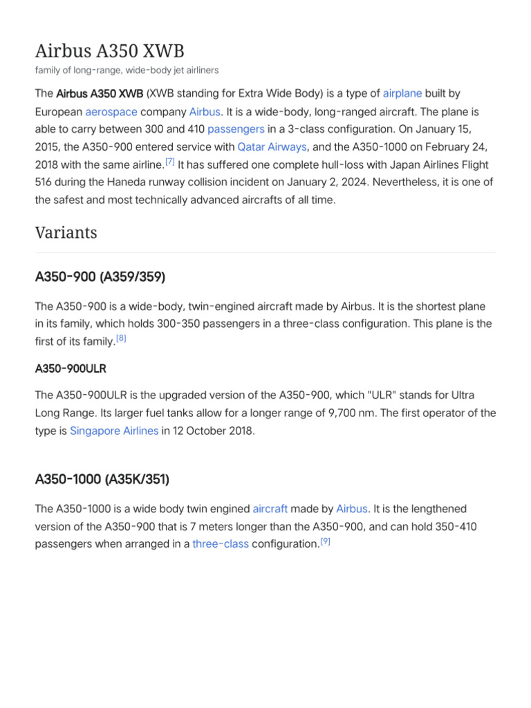 Airbus A350 XWB - Simple English Wikipedia, The Free Encyclopedia | PDF
