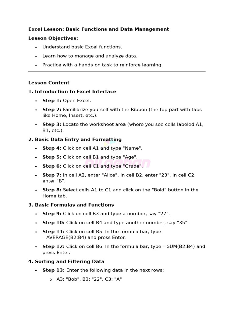 Excel Lesson en 1 | PDF