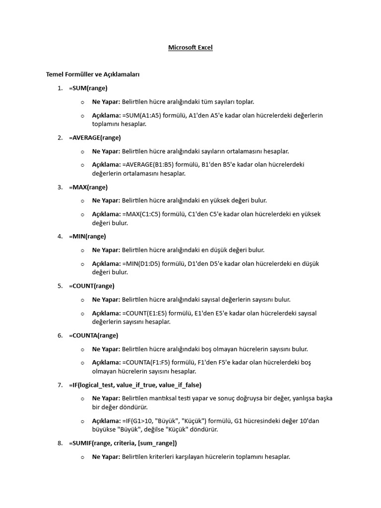 Microsoft Excel Formulas | PDF