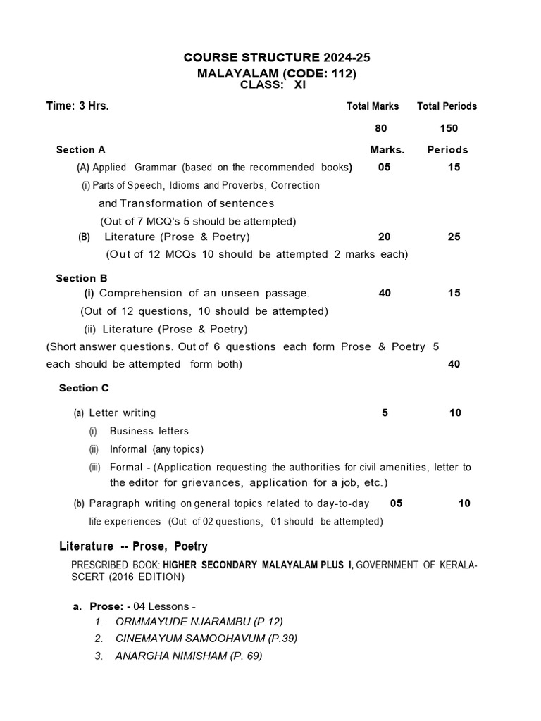 Malyalam SrSec 2024-25 | PDF