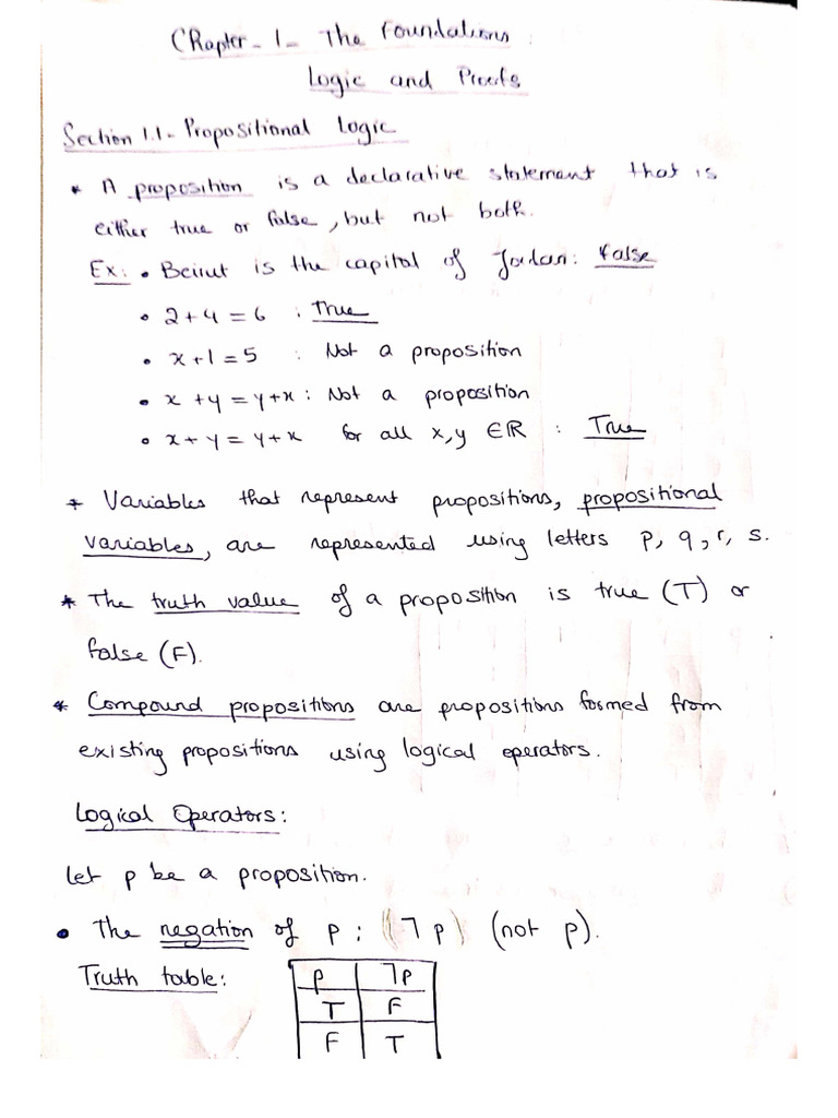 Section 1.1 - Propositional Logic | PDF