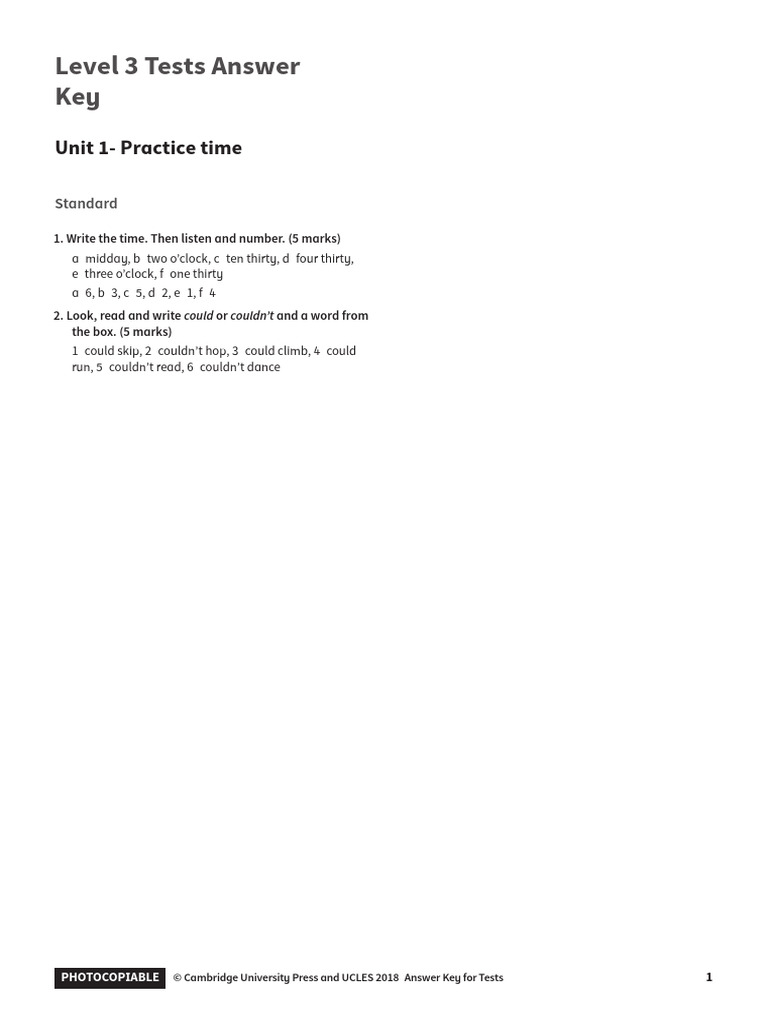 PU3-UT-U1S - Unit 1 Standard Test - Answers | PDF