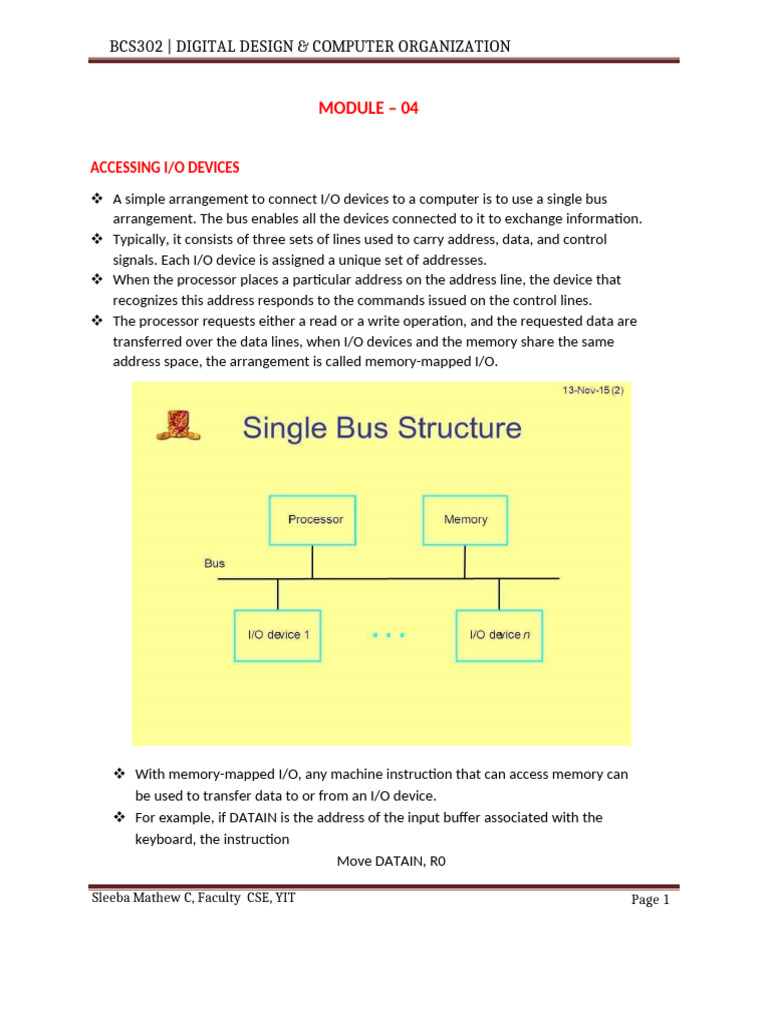 DDCO SEM III Mod 4 Notes For Sem Exam @vtunetwork | PDF | Input/Output ...