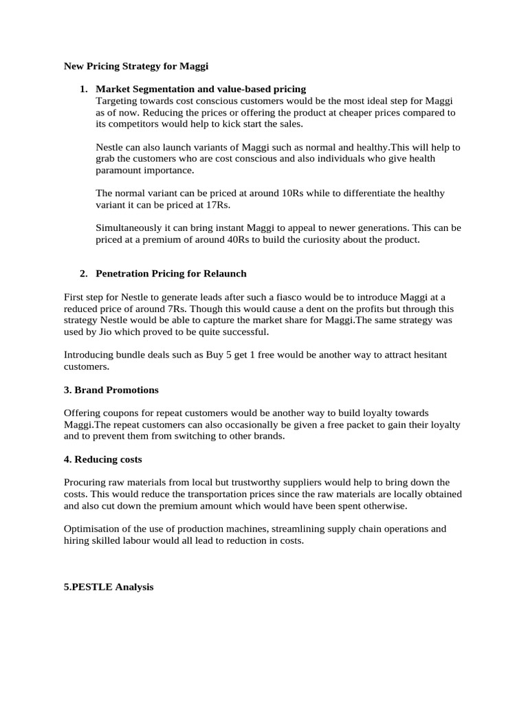Pricing Strategy of Maggi | PDF