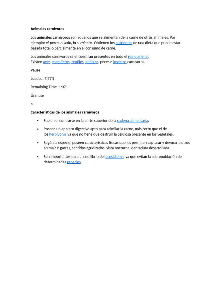 Animales Carnívoros | PDF