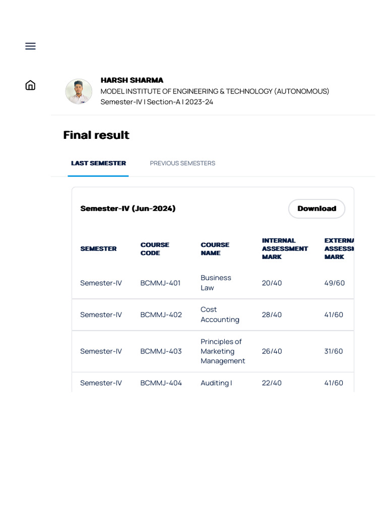 Sem - 4 Result | PDF