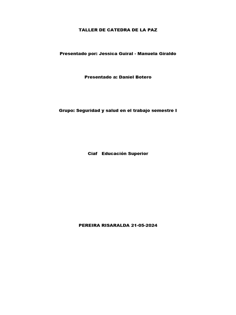 Trabajo Final Catedra de La Paz | PDF