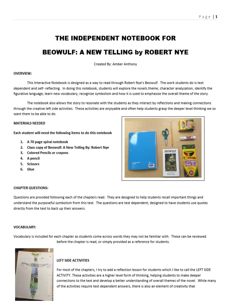 Beowulf the Ultimate Interactive Notebook | PDF