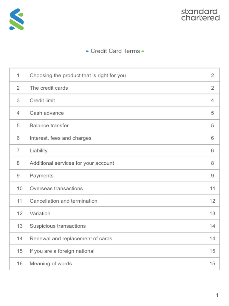 In Credit Card Terms and Condition | PDF