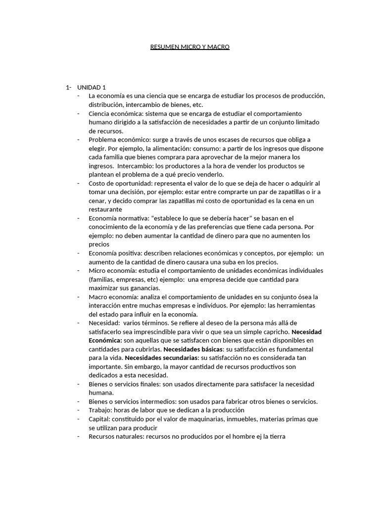 RESUMEN MICRO Y MACRO | PDF