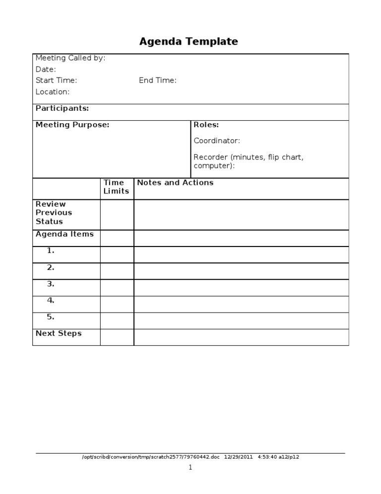 Team Meeting Agenda Template | PDF | Computers