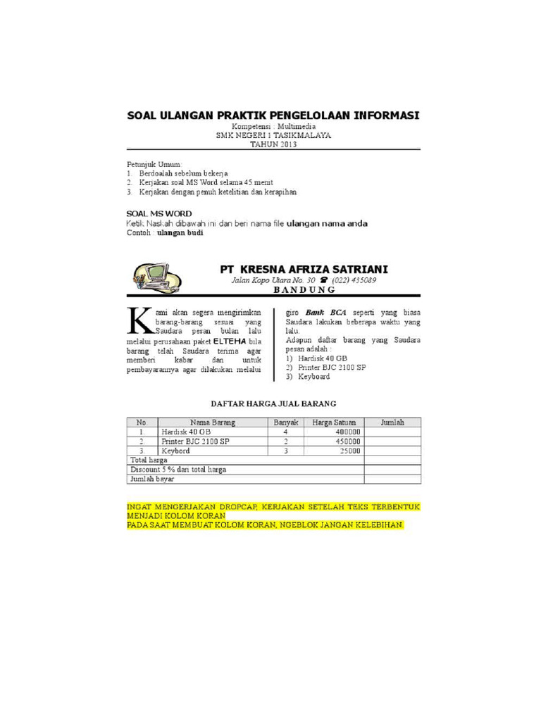 APK 1 - CONTOH SURAT (Sabtu, 3 Agu 2024) | PDF