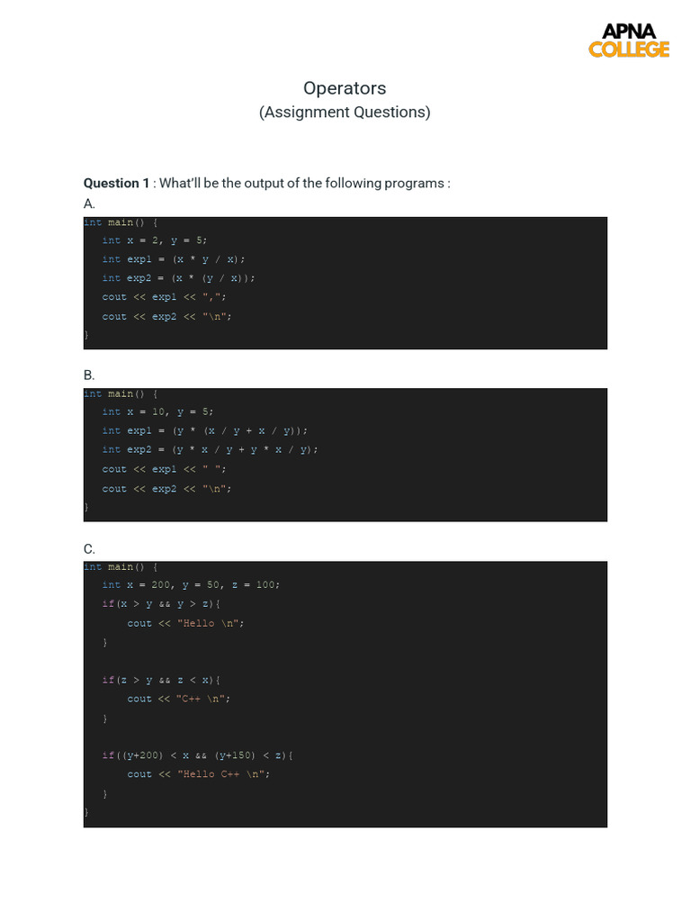 Operators Questions | PDF