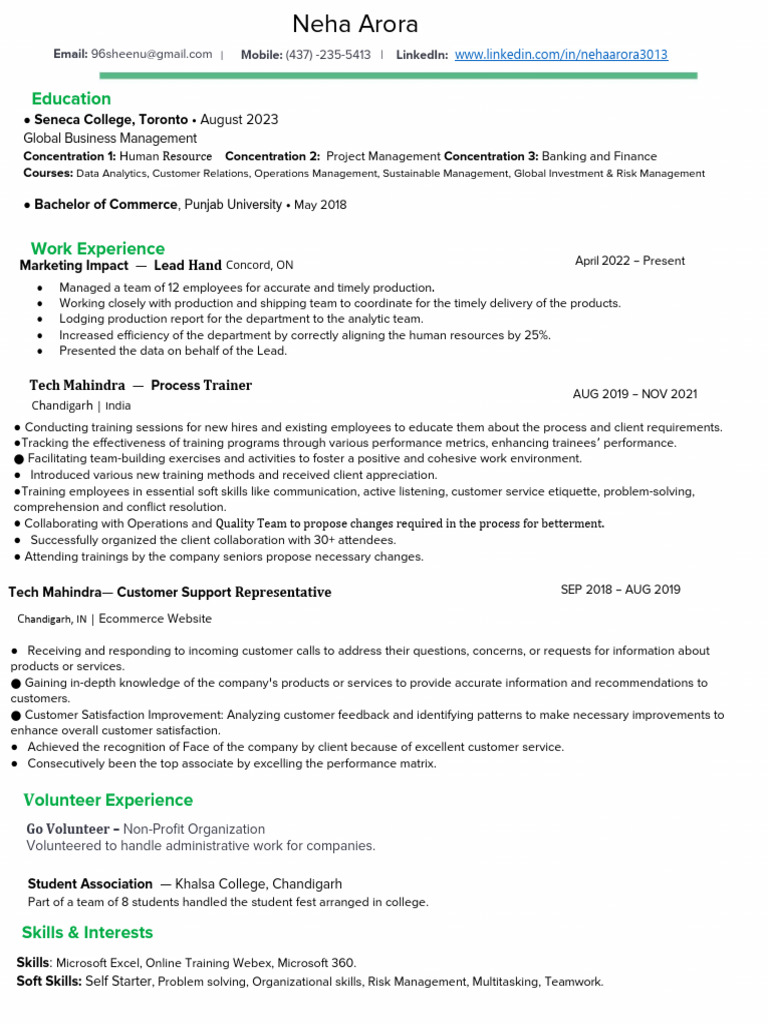 Neha Arora CV | PDF