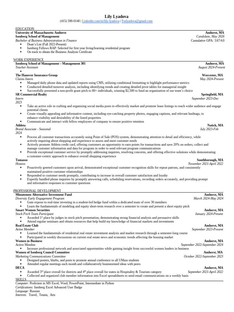 Lyadova Lily Resume-2 | PDF