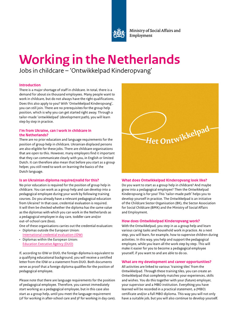 Factsheet+Ontwikkelpad+Kinderopvang Taal Engels Language+English | PDF