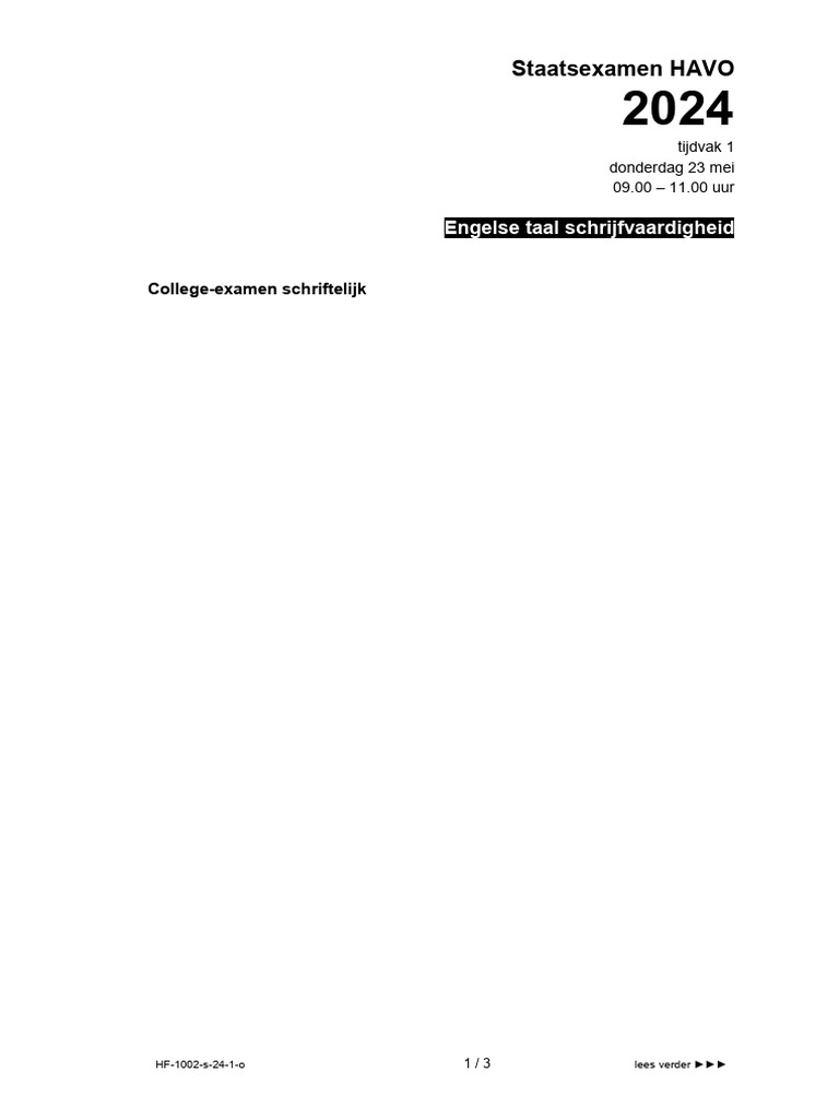 Engels Havo 2024 | PDF