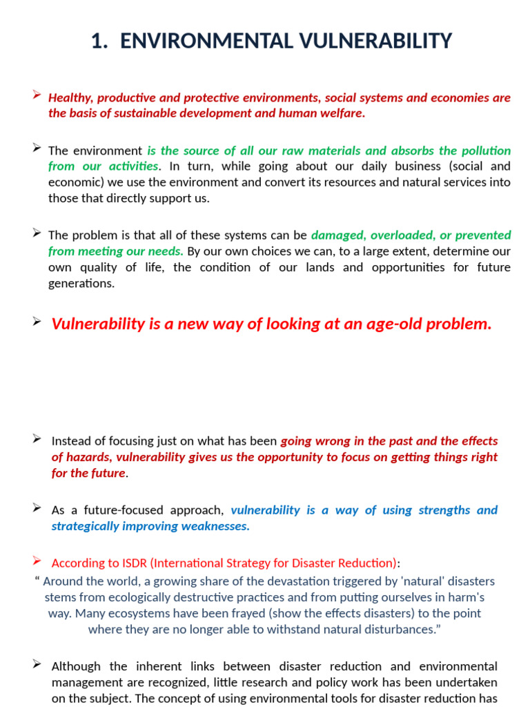 Sustainable Development & Vulnerability | PDF | Ecological Resilience ...