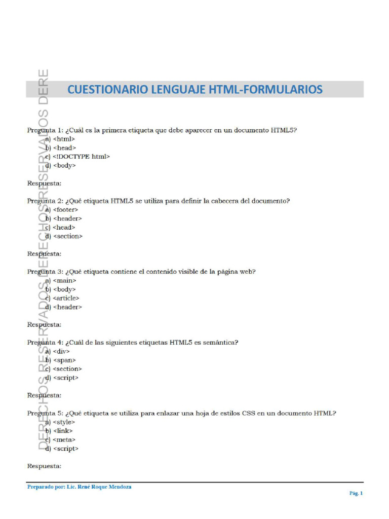 Cuestionarios Lenguaje HTML-formularios - Final | PDF | HTML ... Cuestionarios Lenguaje HTML-formularios - Final | PDF | HTML ...