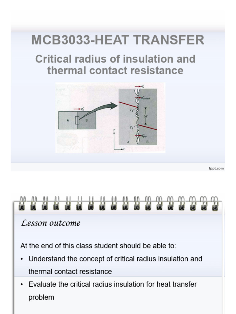 Lecture 6 Critical Radius Insulation and Thermal Contact Resistance | PDF
