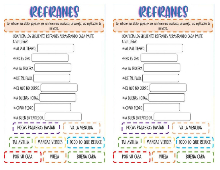 Actividad Refranes | PDF