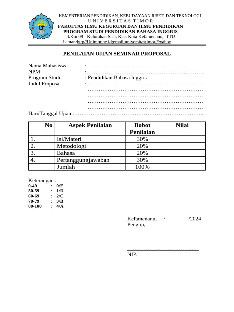 Format Penilaian Proposal 2024 | PDF