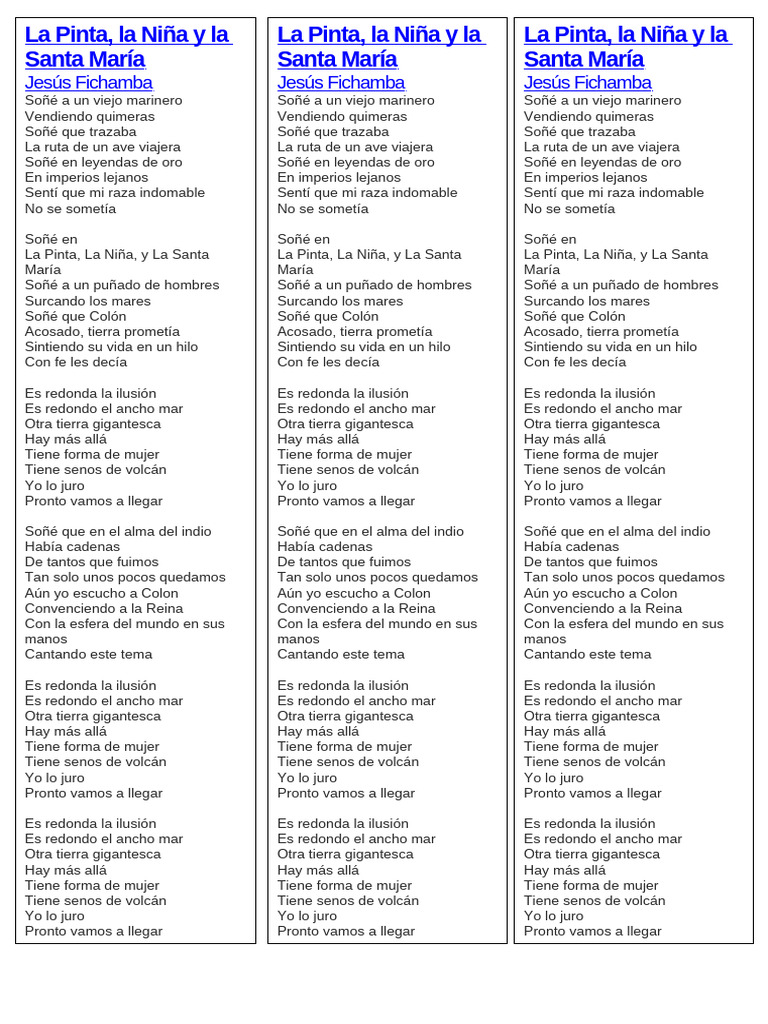 La Pinta La Niña y La Santa Maria | PDF