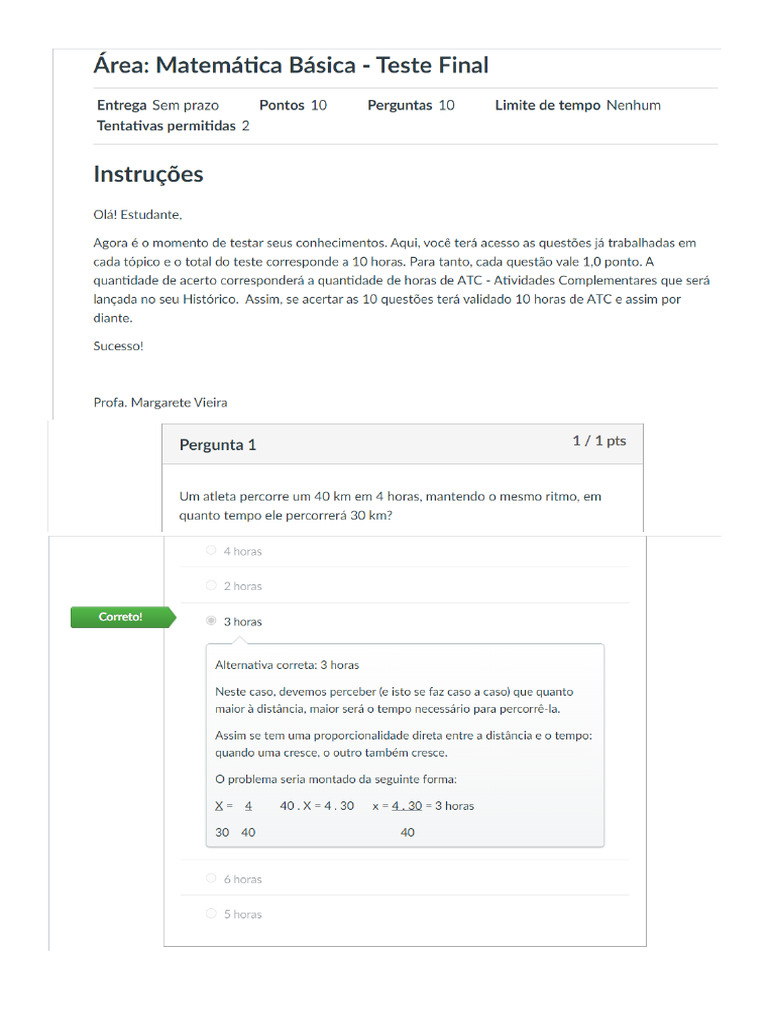 Matemática Básica - Teste Final | PDF