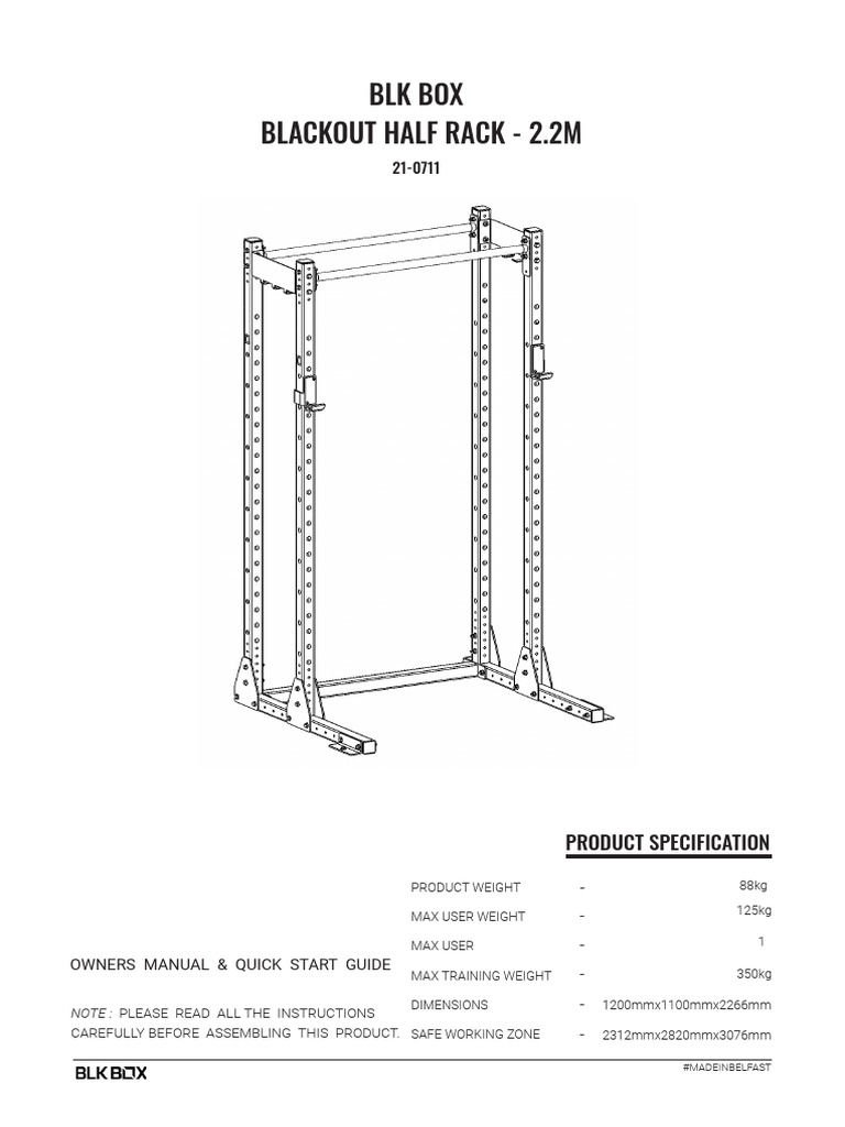 Blackout Half Rack - 2.2m Install Guide | PDF
