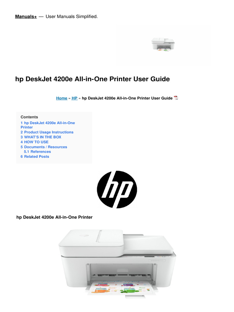 Deskjet 4200e All in One Printer Manual | PDF