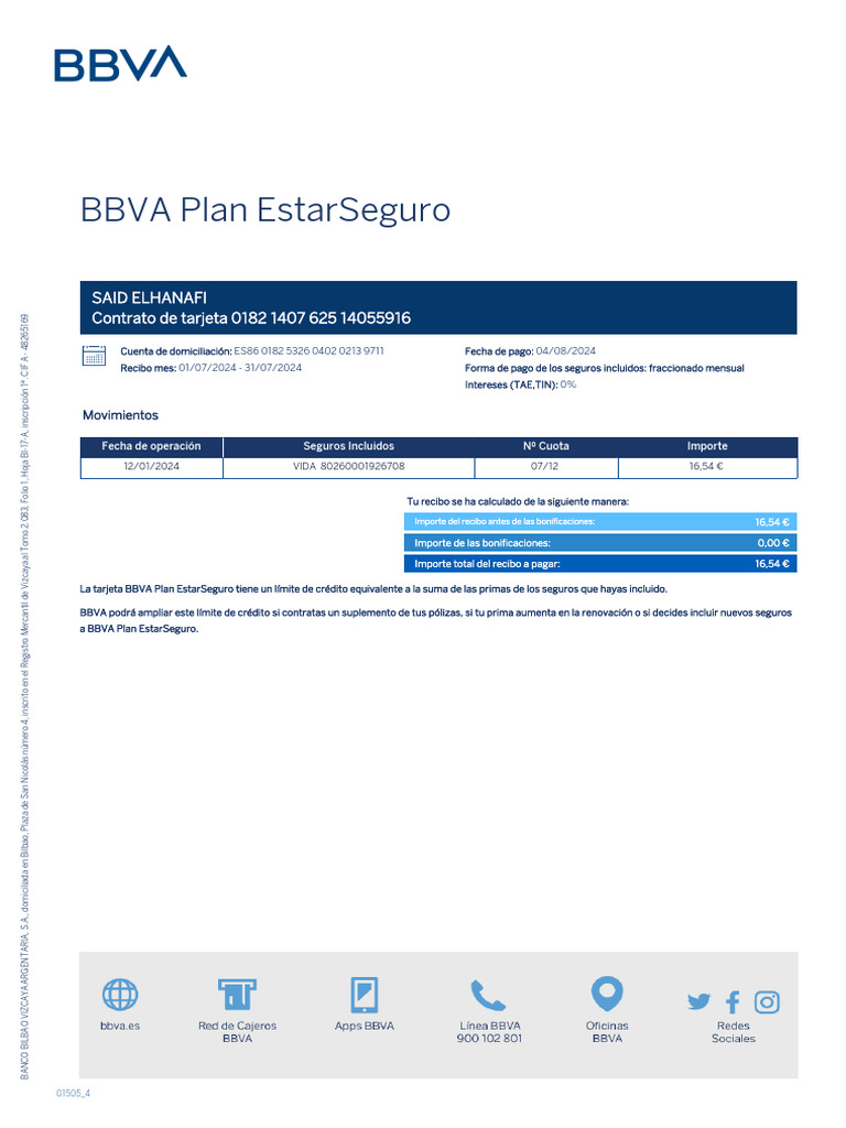 Extracto BBVA Plan EstarSeguro | PDF | Bancario