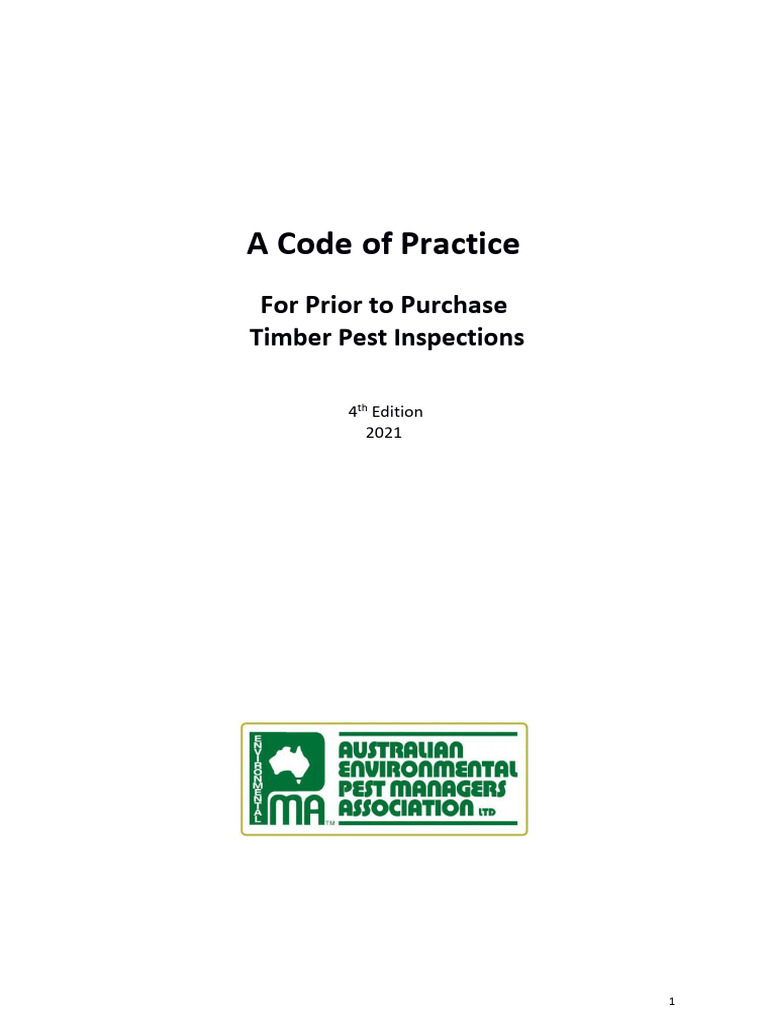 For Prior To Inspection For Timber Pest - Code of Practice | PDF