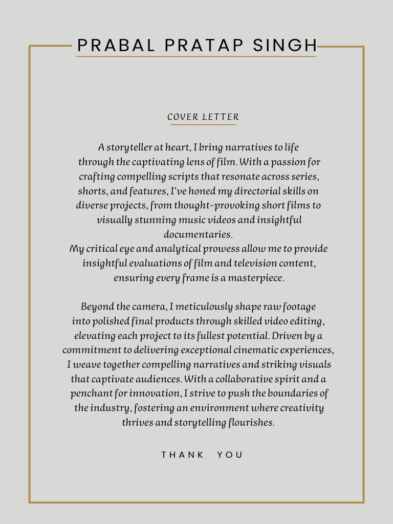 Prabal's Cover Letter | PDF | Art